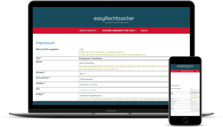 Schnell eingerichtet: Kostenloser Impressum-Generator vom Anwalt